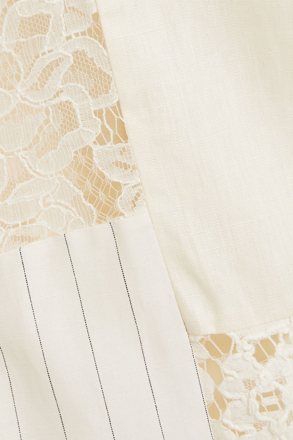 Pantalons larges en lin et soie avec panneaux en dentelle Patchwork ...